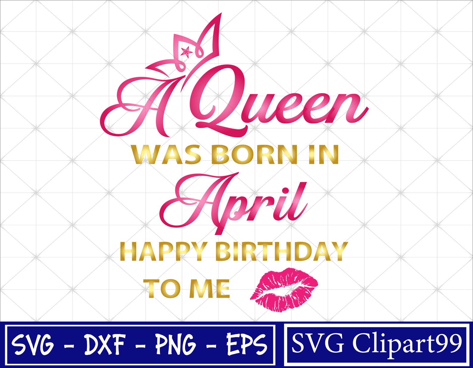 A Queen Was Born in April Svg Happy Birthday to Me Svg Pink - Etsy