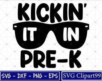 cut file Back to School Kickin It In PreK svg png dxf Silhouette digital file - CRICUT Drawing ...