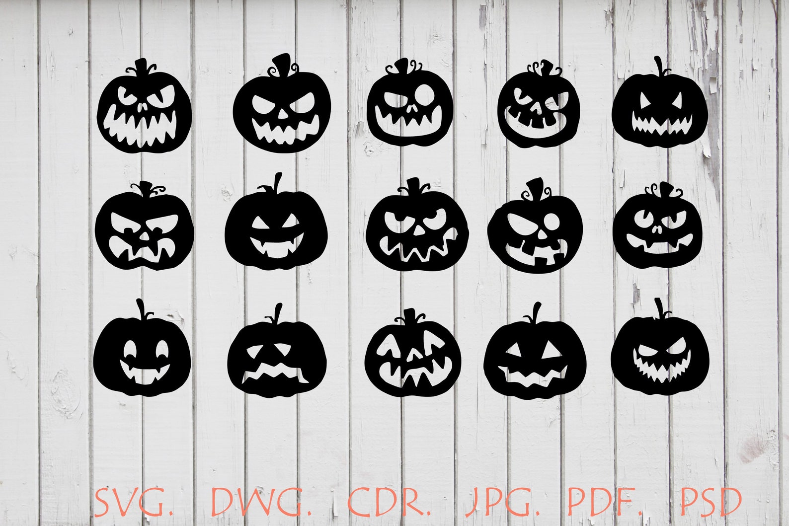 Halloween Pumpkin SVG Set - Halloween Vector Bundle - Pumpkin Face Svg ...