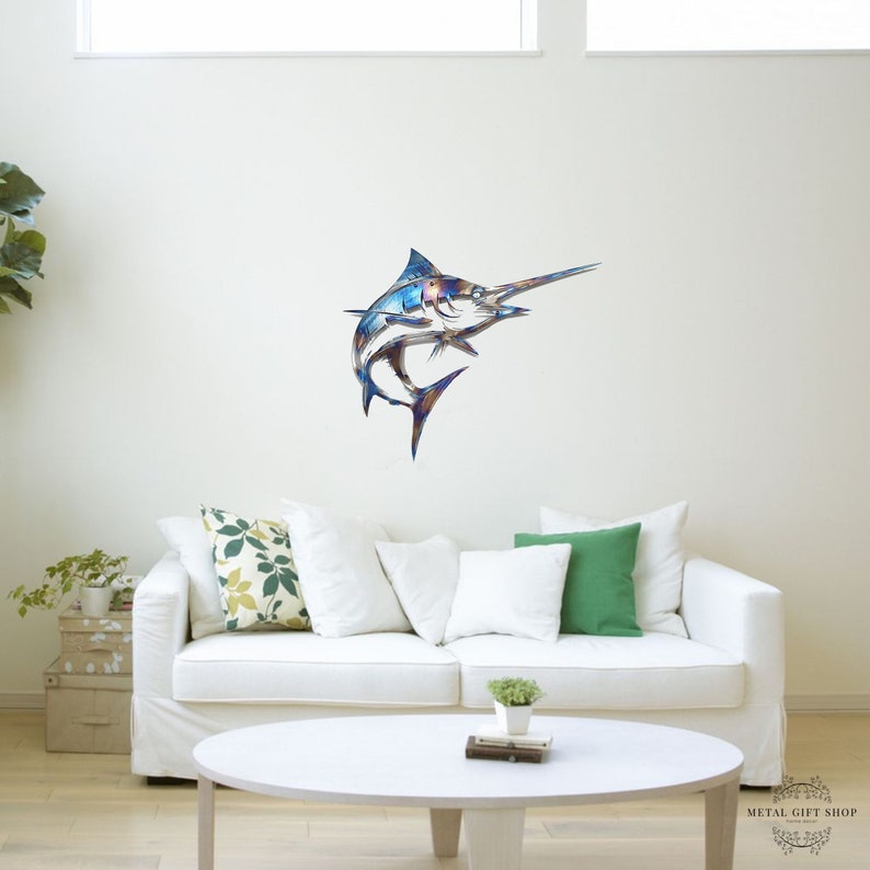 Swordfish Metal Wall Art, Heat Colored, Wall Decor, Metal Home ...