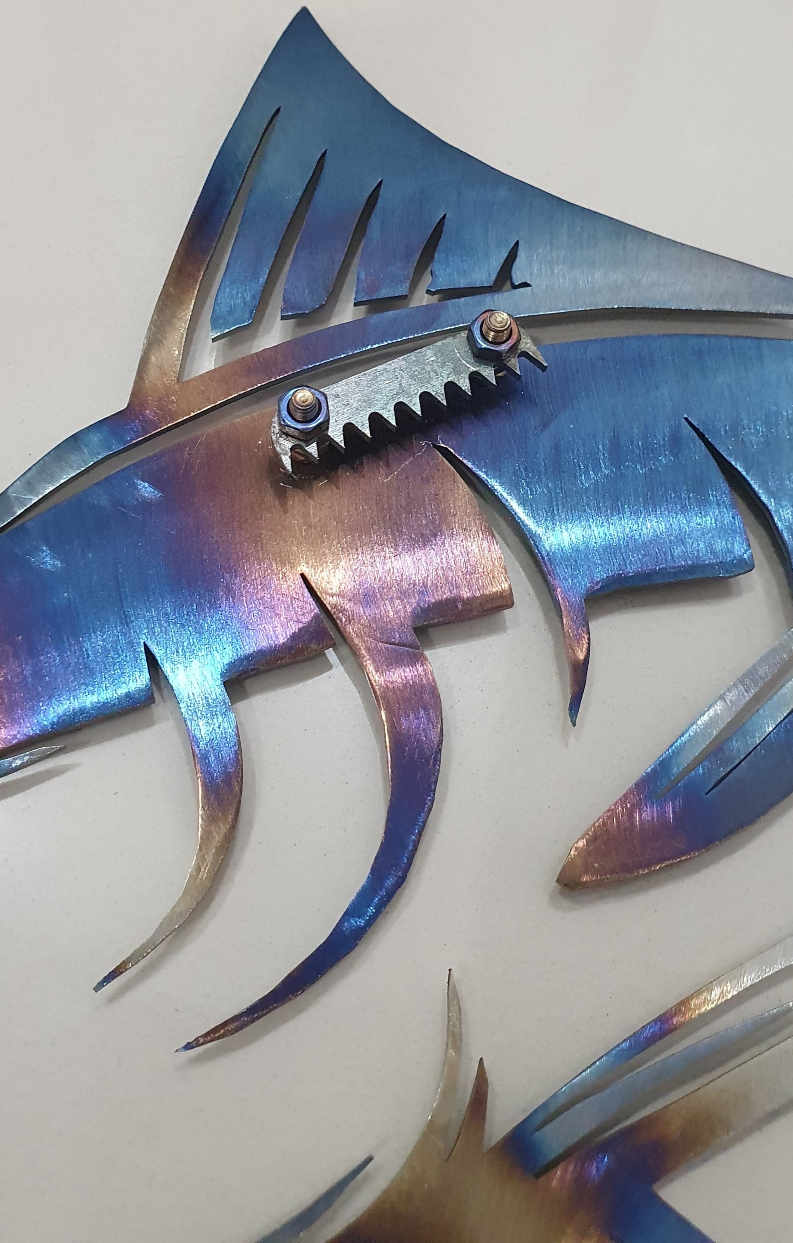 Swordfish Metal Wall Art, Heat Colored, Wall Decor, Metal Home ...