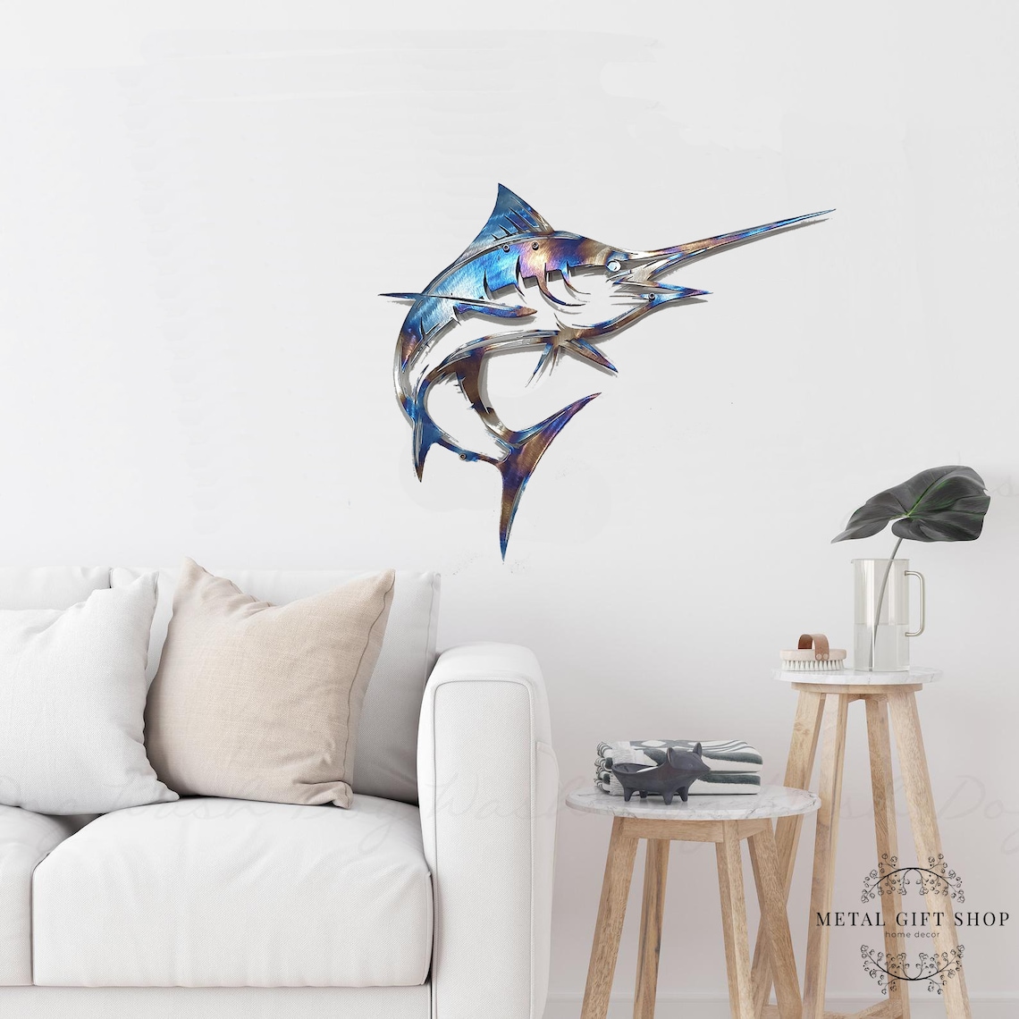 Swordfish Metal Wall Art, Heat Colored, Wall Decor, Metal Home ...