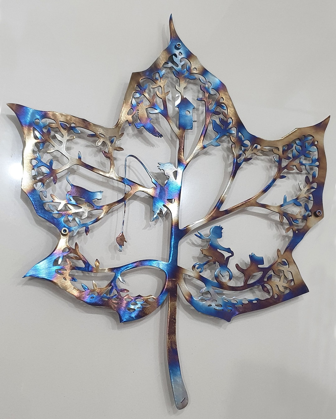 Heat Colored Metal Leaf Wall Art, Home Decoration - Etsy