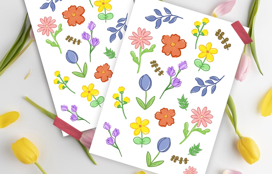 Spring Flower Stickers - Etsy