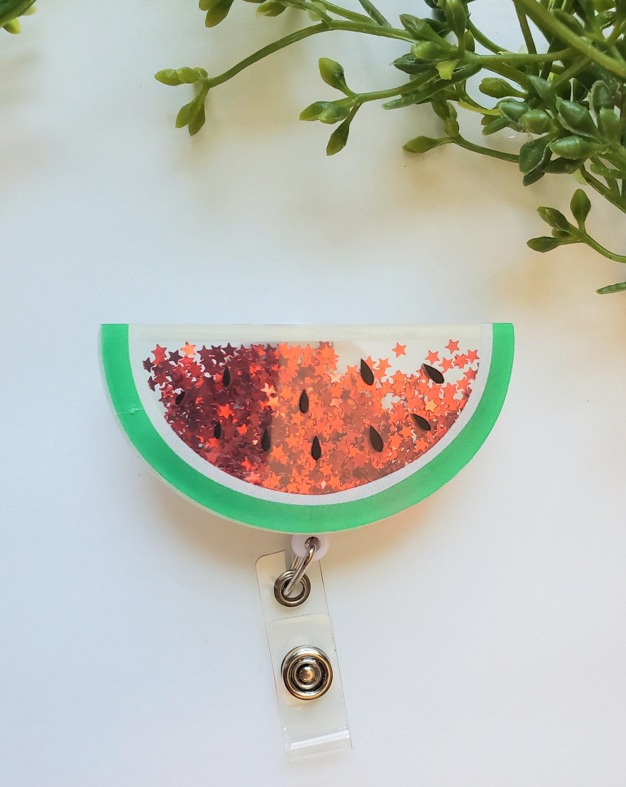 Kawaii Fruit Shaker Badge Reel: Lemon & Watermelon Retractable ID ...