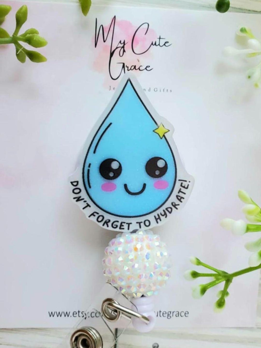 Badge Reel Dont Forget to Hydrate, Cute Badge Reel,water Badge Reel ...