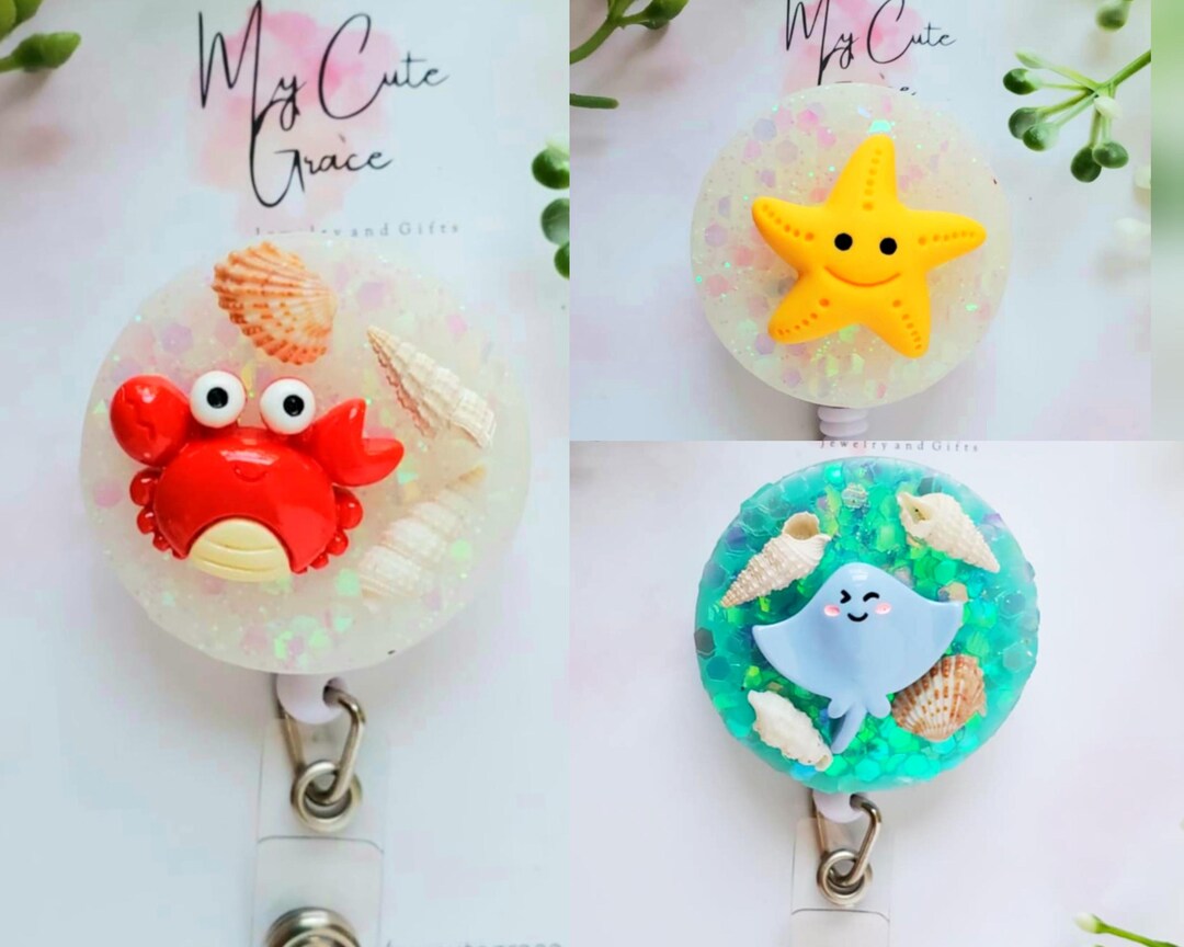Badge Reel Cute Starfish,badge Reel Crawfish,badge Reel Beach Life ...