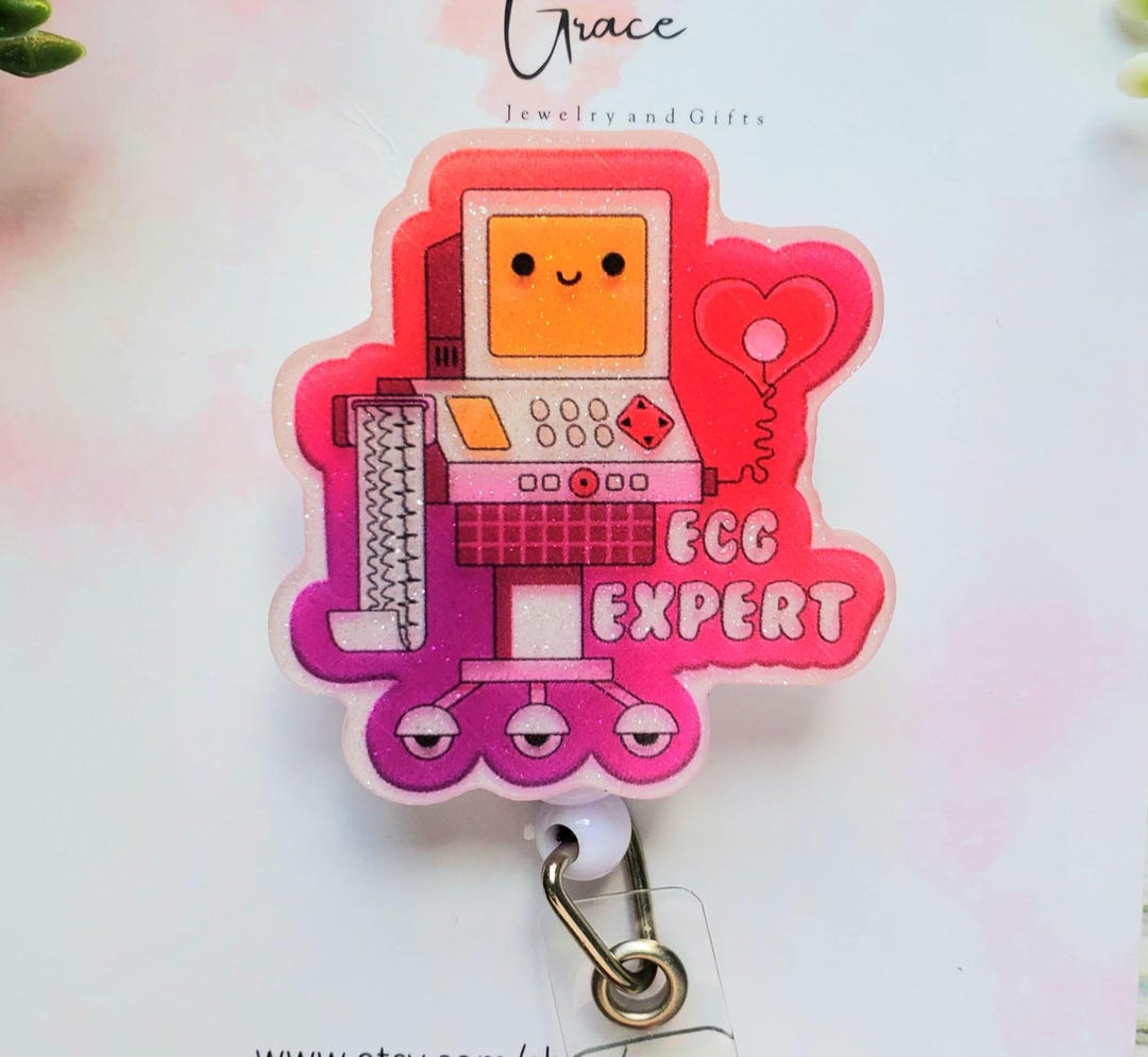 ECG Machine Badge Reel, Custom Badge Reel, Cute Nursing Gift, Heart ...