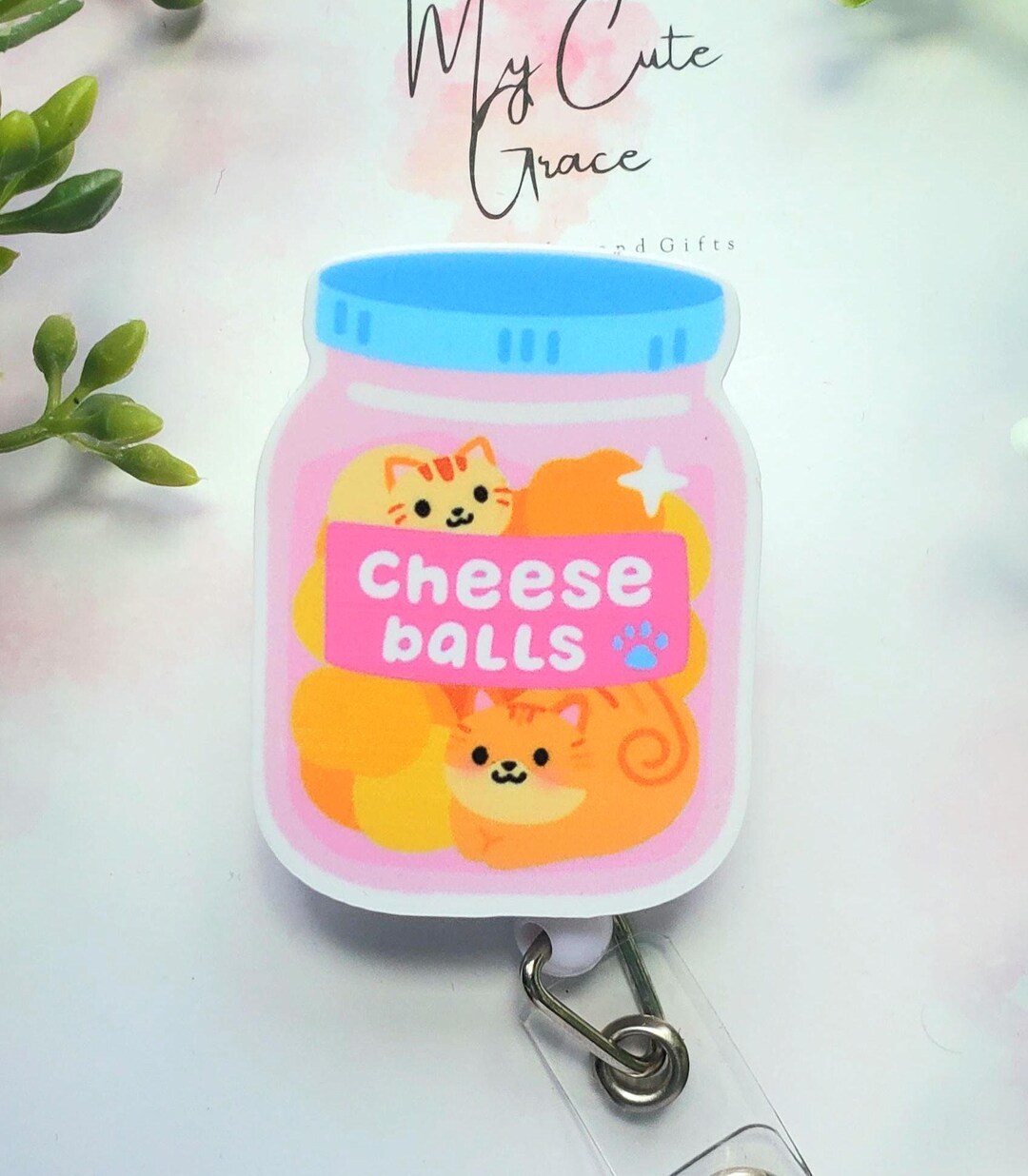 Cheese Balls Cat Badge Reel, Funny Retractable ID Holder - Etsy