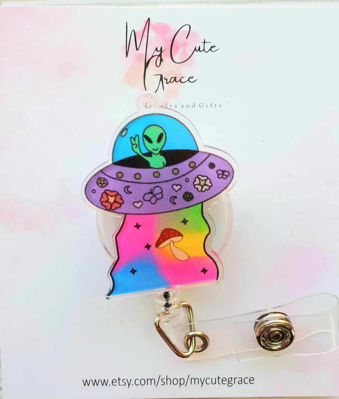 UFO Badge Reel, Alien Badge Reel, Spaceship Badge Reel, Nurse Badge ...