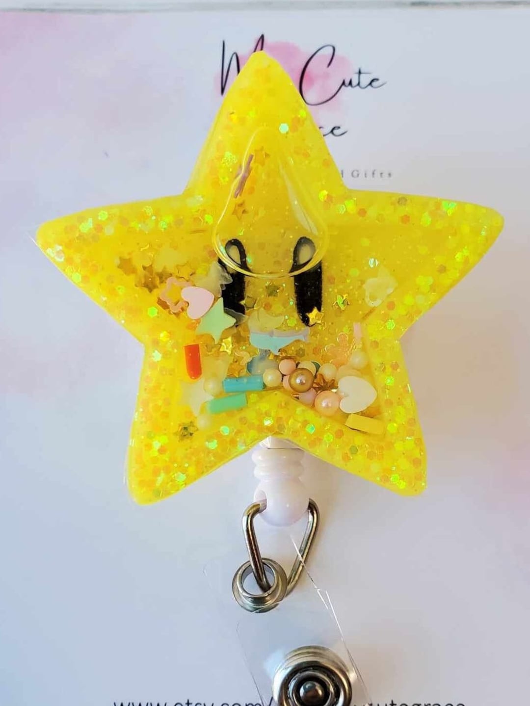 Power up Star Shaker Badge Reel,star Shaker Glitter - Etsy Australia