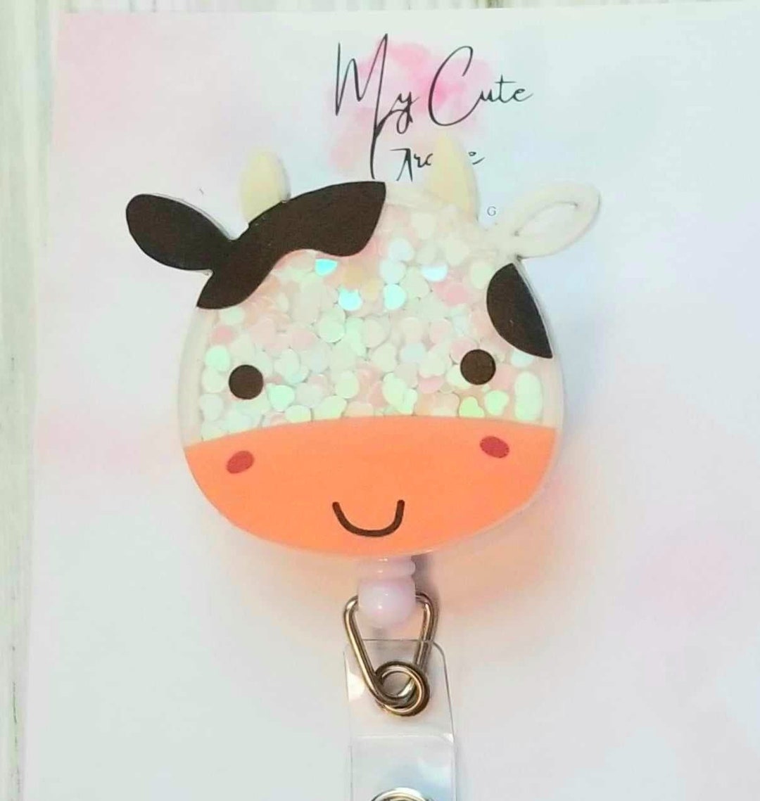 Cow Badge Reel Shaker, Cute Retractable ID Holder - Etsy