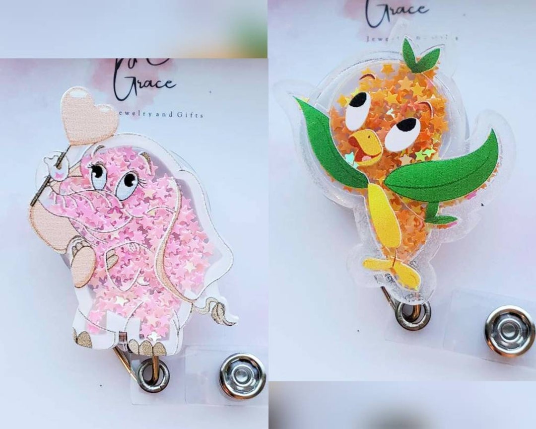 Elephant Badge Reel Cute,shaker Badge Reel,bird Badge Reel,bird Orange ...