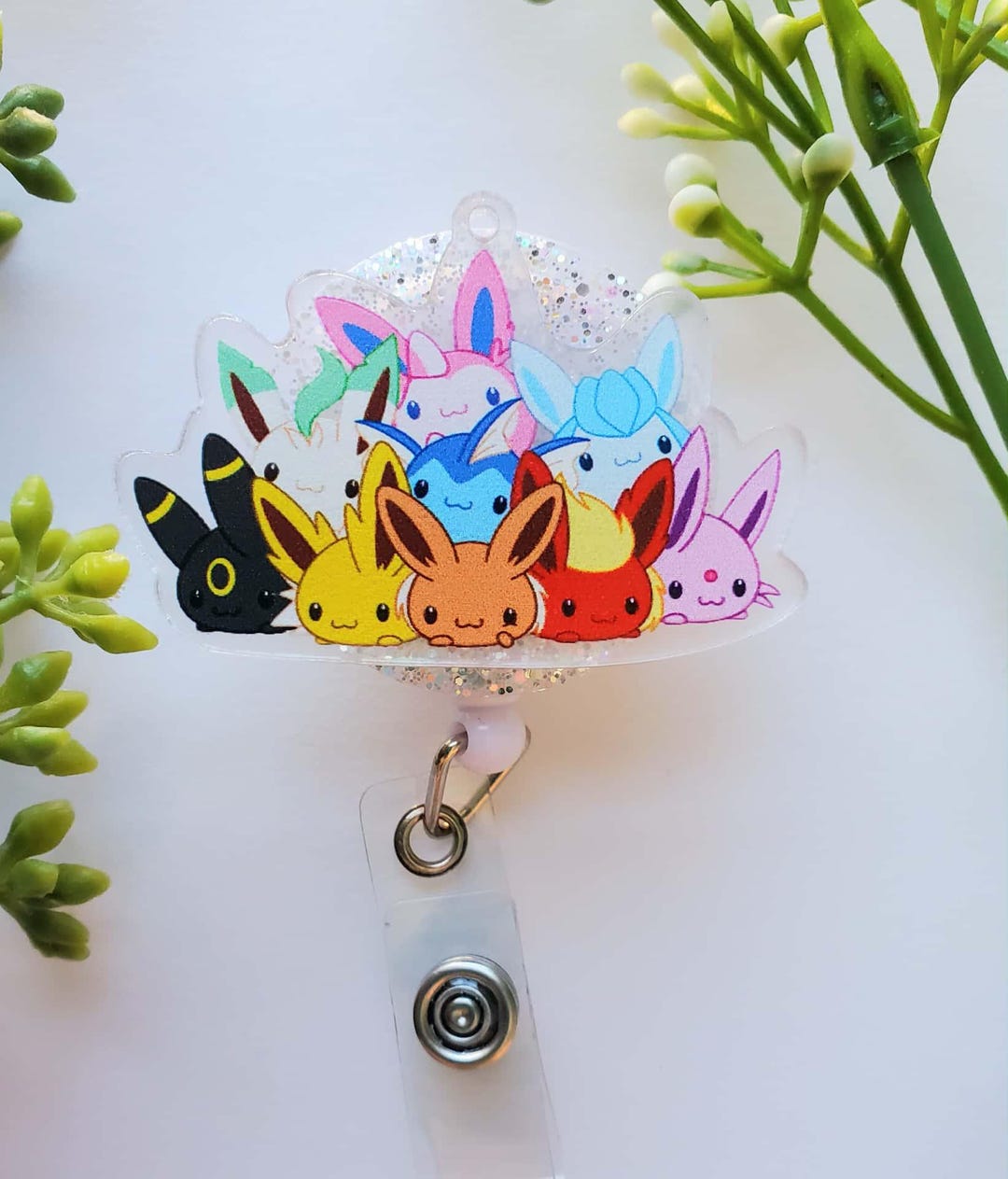 Chibi Kawaii Badge Reel: Cartoon Characters ID Holder - Etsy