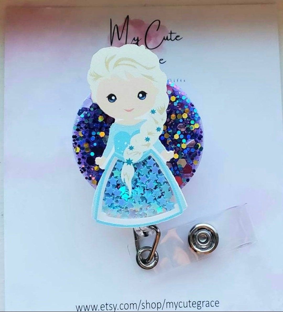 Badge Reel Retractable Handmade Resin, Frozen Badge Reel Shaker ...