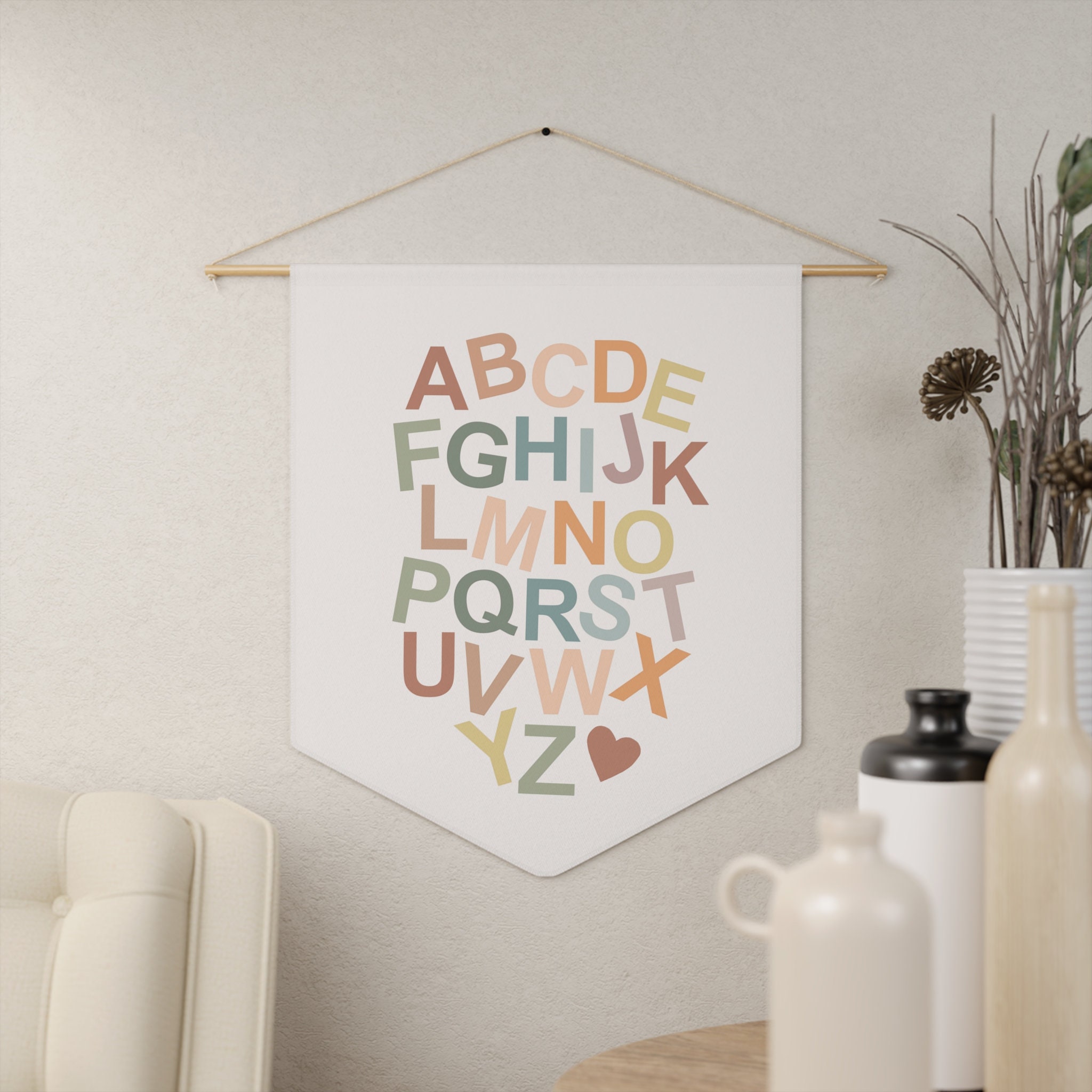 Alphabet Letters Playroom Banner | Pennant Style Flag | Custom Wall ...