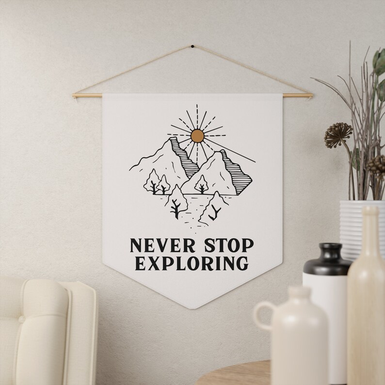 Never Stop Exploring Playroom Banner | Pennant Style Flag | Custom Wall ...