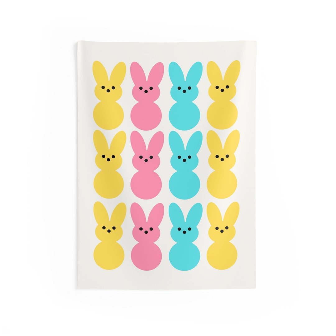 Peeps Easter Art | Bunny Wall Art Tapestry | Holiday Banner | Simple ...