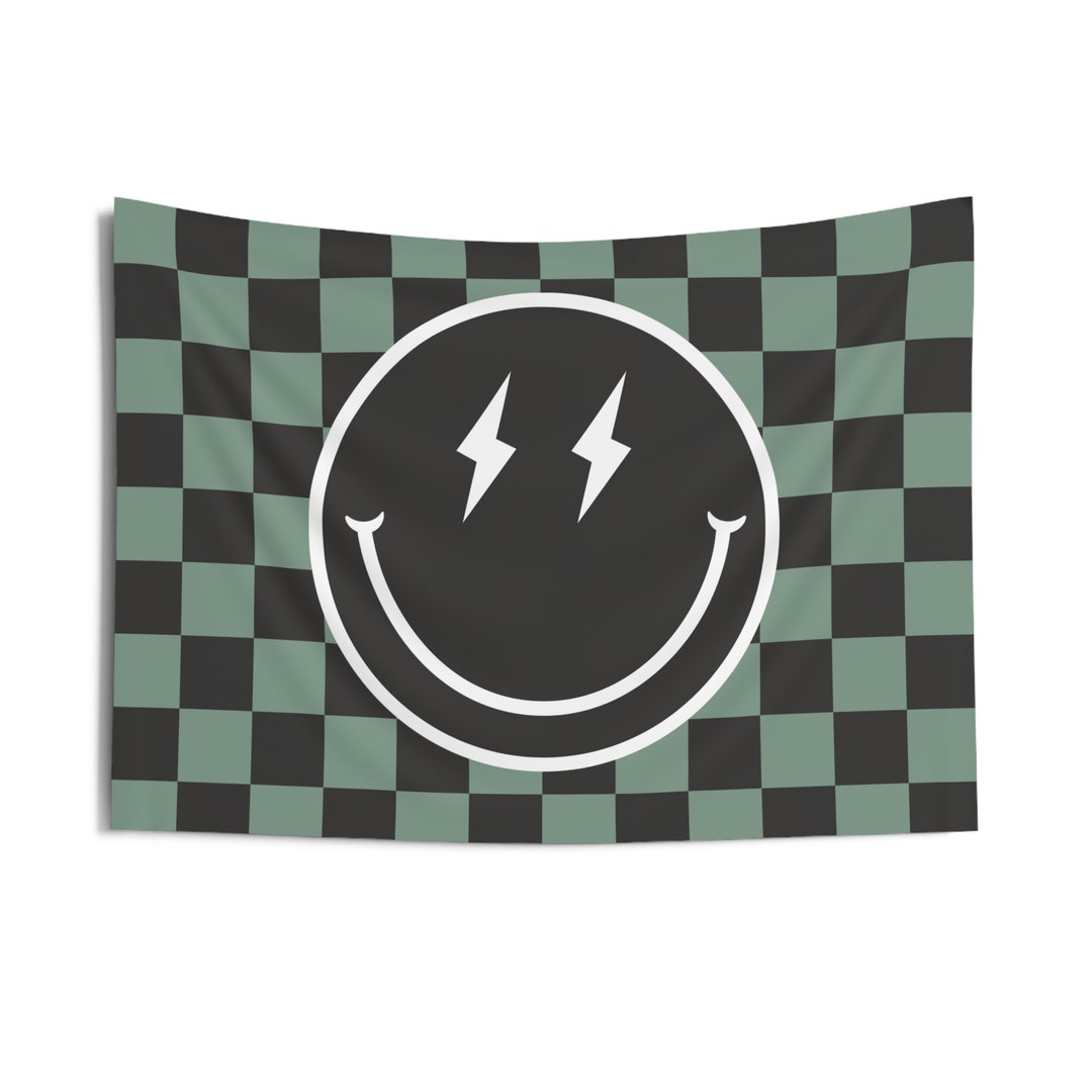 PICK COLORS! Checkered Smiley Banner | Smiley Face Sign | Smiley Wall ...