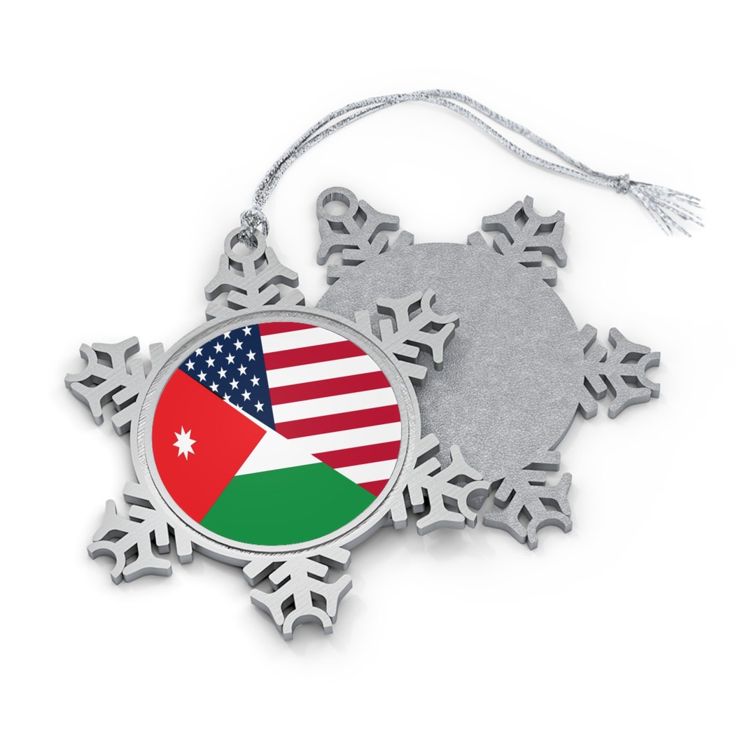 Jordan American Flag Half Jordanian USA Pewter Snowflake Ornament - Etsy