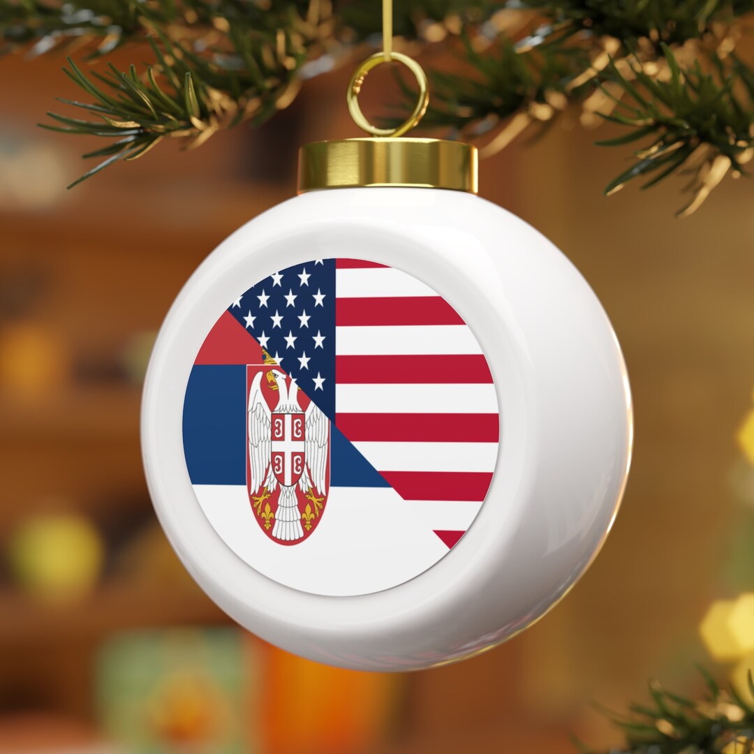 Serbian American Flag Half Serbia USA Christmas Tree Ball Ornament Gift ...