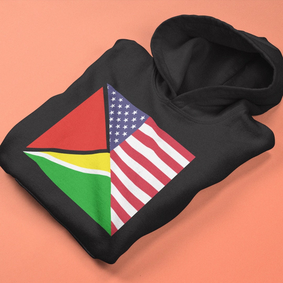 Guyanese American Flag Hoodie | Unisex Half Guyana USA Pullover Gift ...
