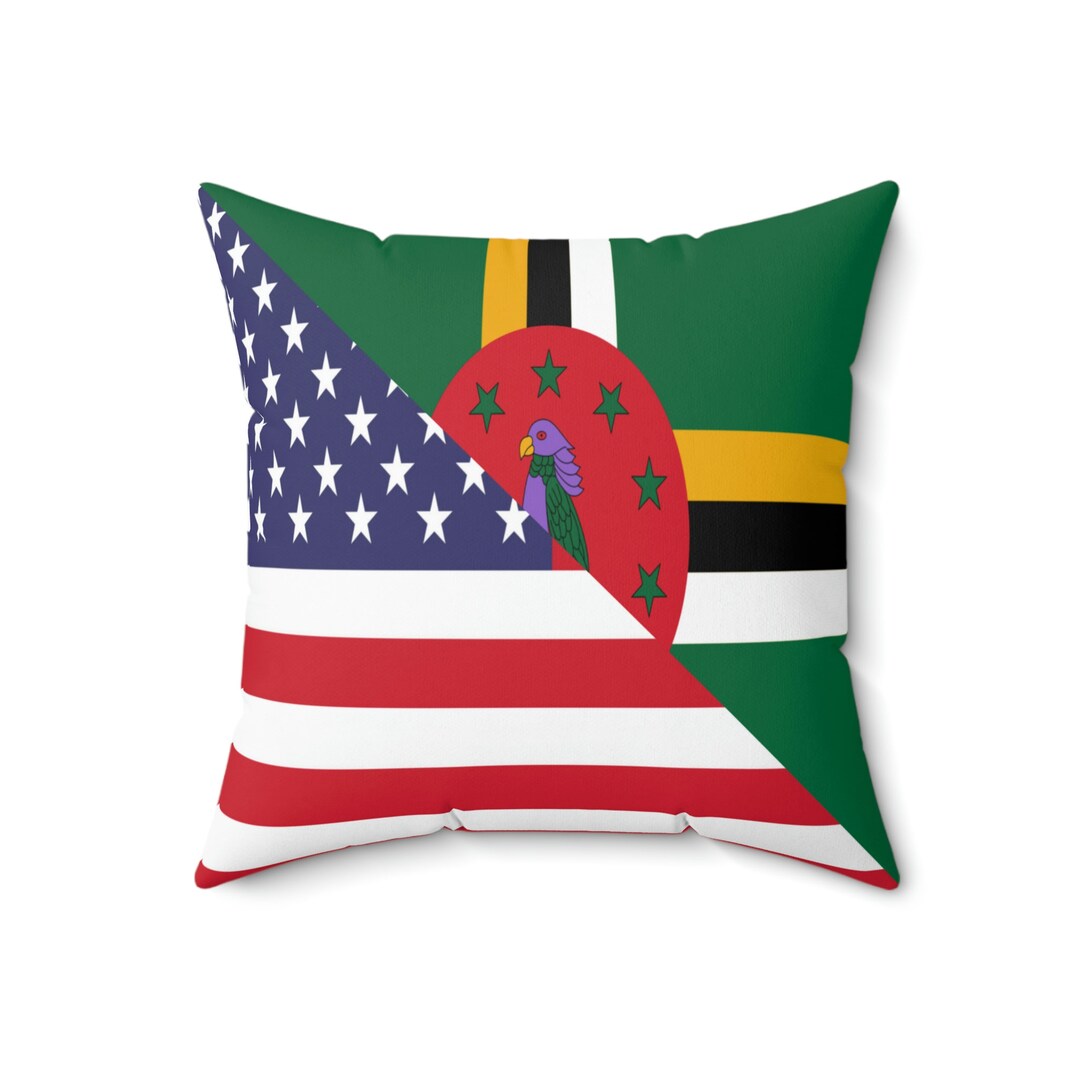 Dominican American Flag Dominica USA Half Spun Polyester Square Pillow ...