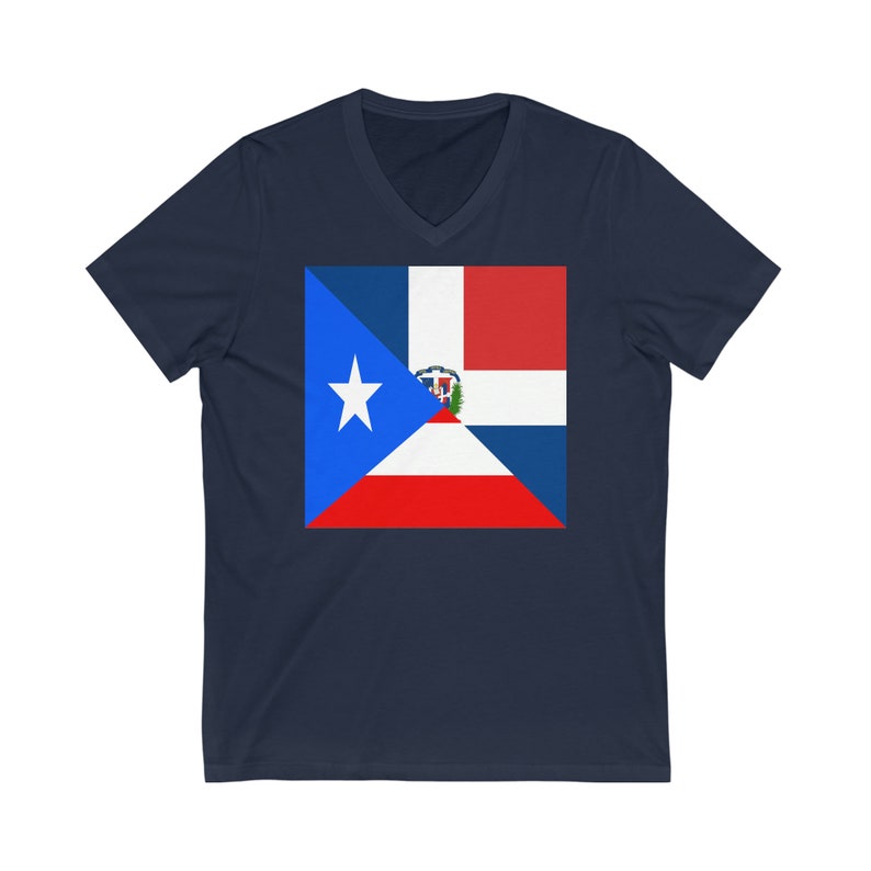 Puerto Rican Dominican Republic Flag Half PR DR V-neck T-shirt - Etsy