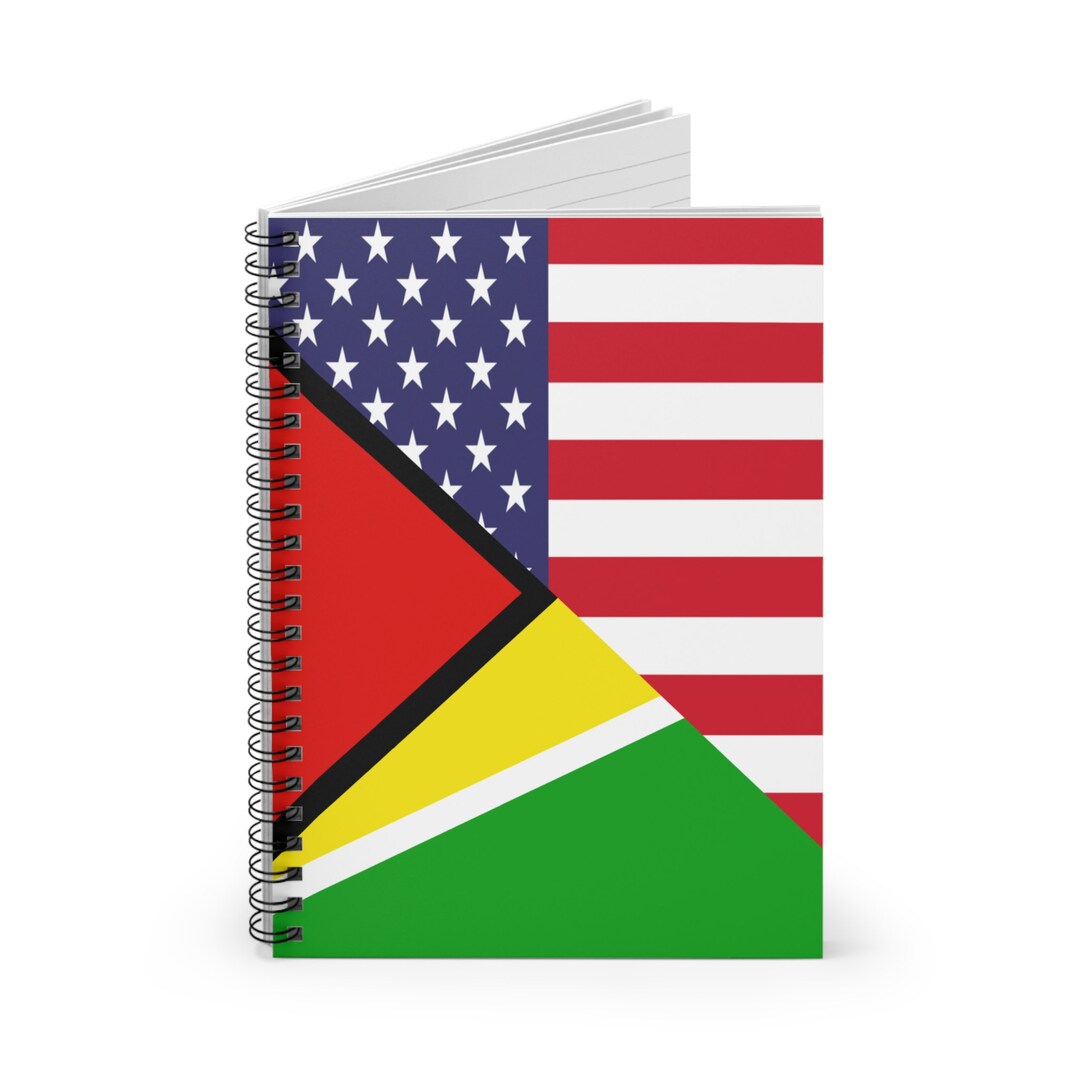 Guyana American Flag Half Guyanese USA Spiral Notebook Ruled Line - Etsy