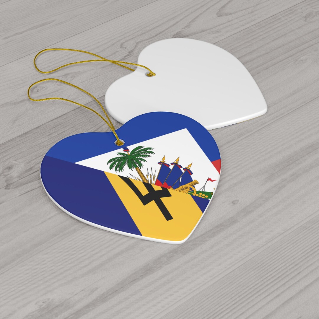Haitian Bajan Flag Half Haiti Barbados Ceramic Ornament | Christmas ...