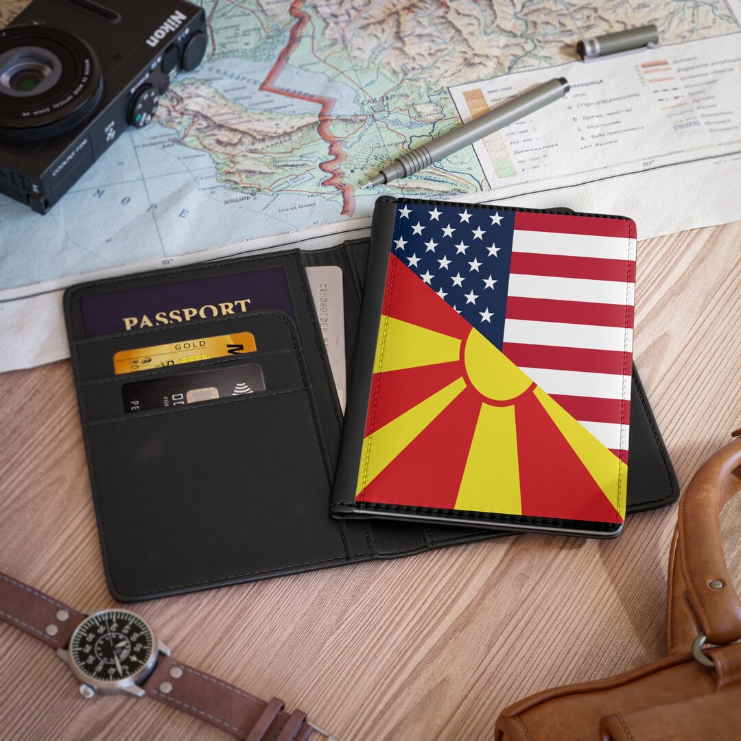 North Macedonian American Passport Cover | Macedonia USA Travel - Etsy
