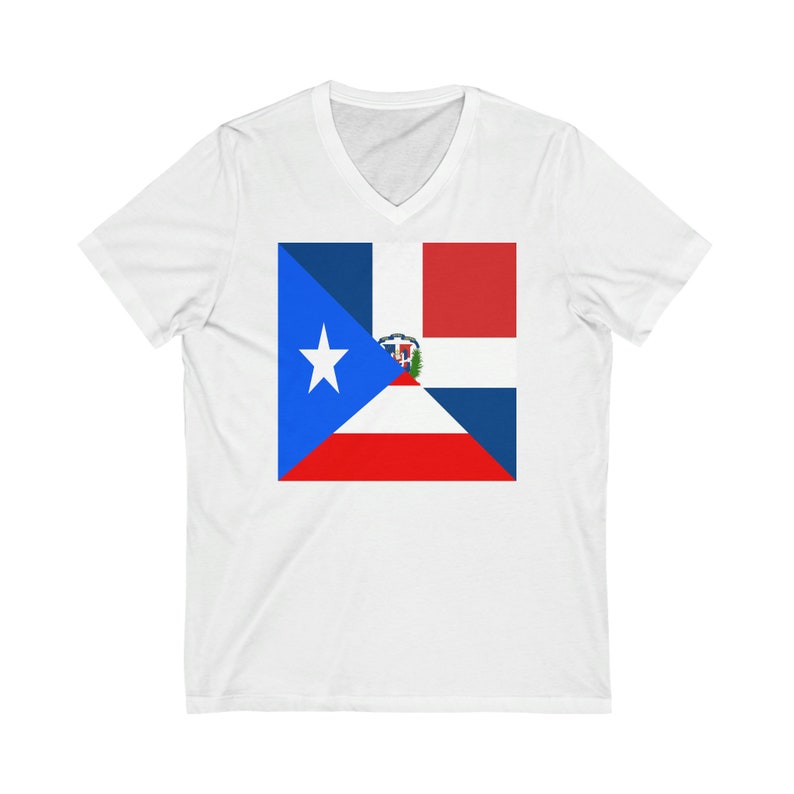 Puerto Rican Dominican Republic Flag Half PR DR V-neck T-shirt - Etsy