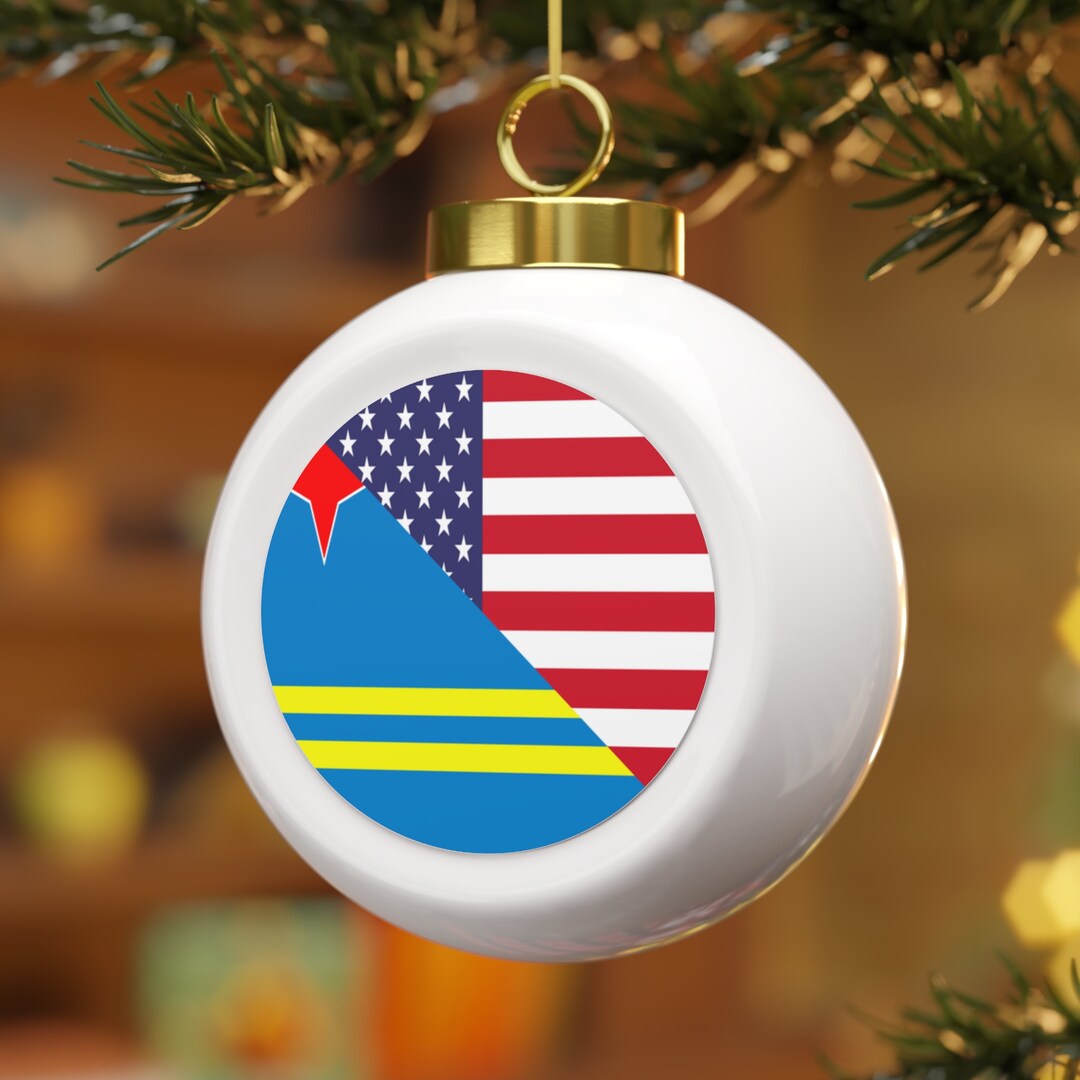 Aruba American Flag Aruban USA Christmas Tree Ball Ornament Gift For - Etsy