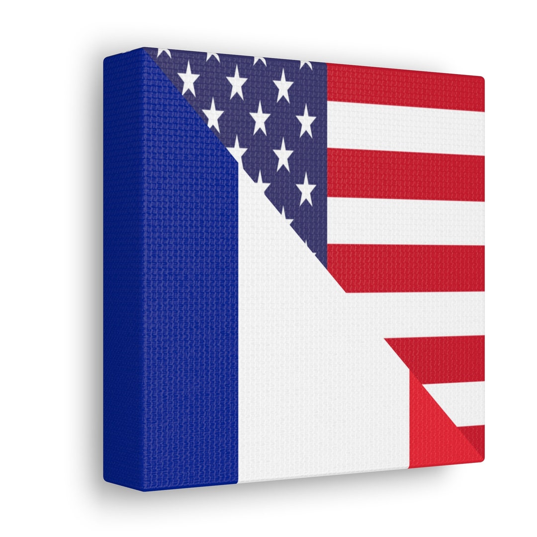 French American Flag France USA Canvas Gallery Wraps Wall Art Gift For ...