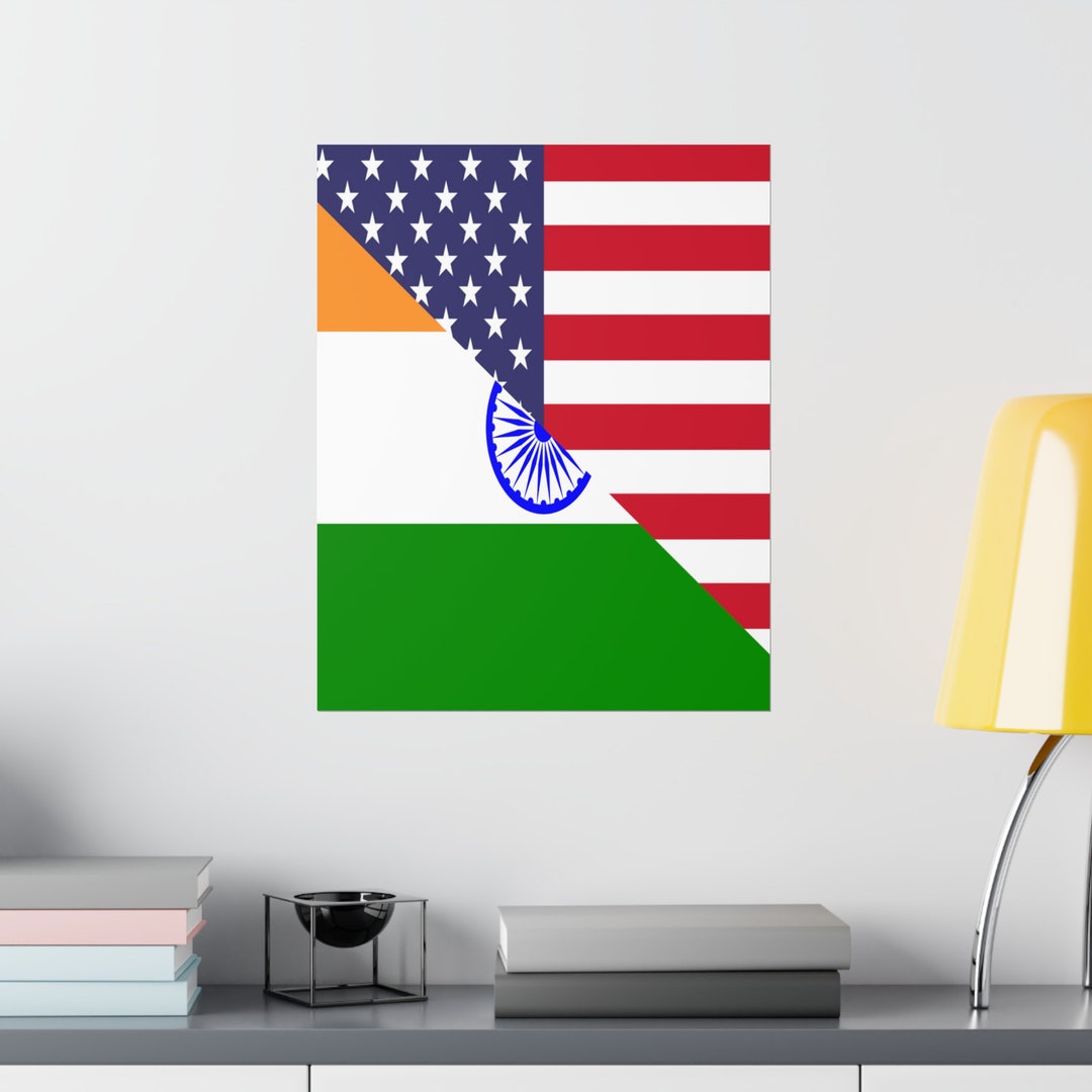 Indian American Flag Half India USA Premium Matte Poster Gift For - Etsy