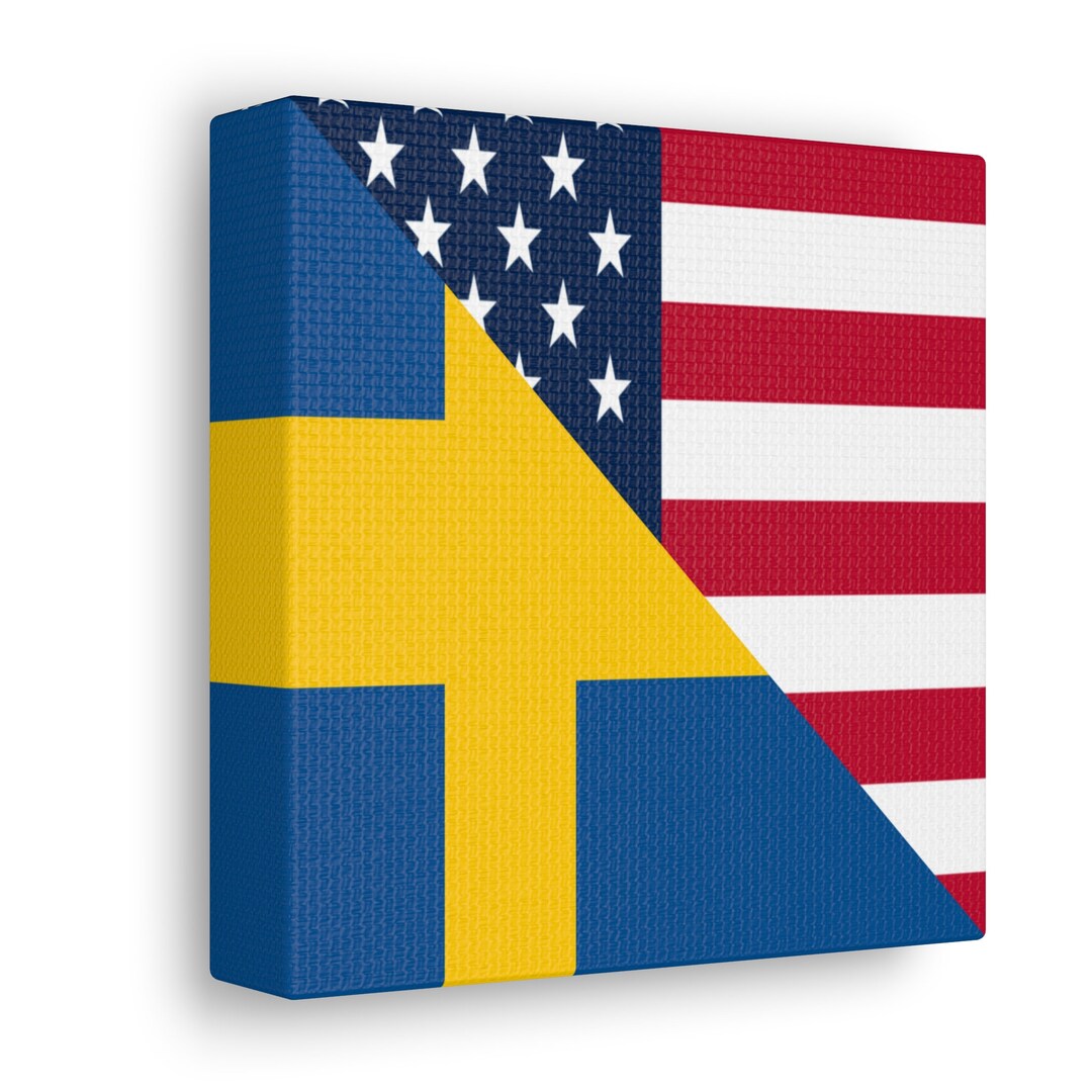 Swedish American Flag Sweden USA Canvas Gallery Wraps Wall Art Gift For ...
