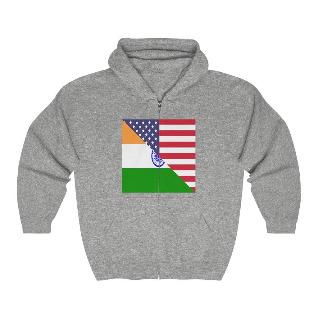 Indian American Flag Half India USA Zip Hoodie Hooded - Etsy