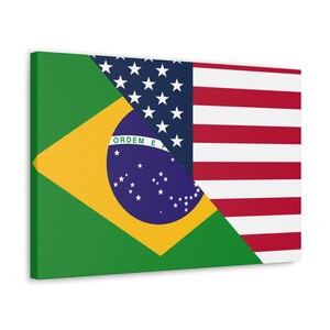 Brazilian American Flag Half Brazil USA Brasil Canvas Gallery Wraps ...