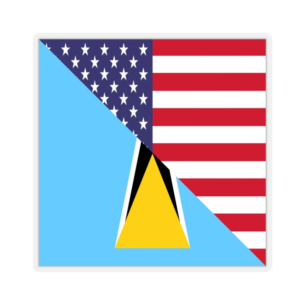 St. Lucian American Flag Sticker St Lucia USA Stickers - Etsy