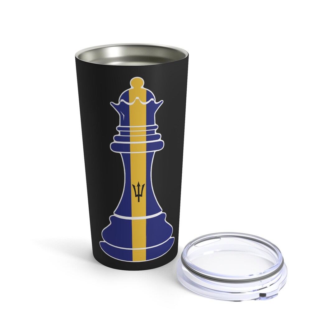 Bajan Queen Flag Chess Piece Barbados Tumbler 20oz Beverage Container ...