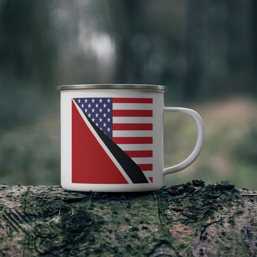 Trinidad American Flag Trini USA 12oz Enamel Mug Gift For - Etsy