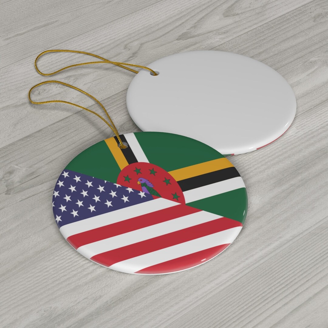 Dominica American Flag Ceramic Ornaments | Dominican USA Christmas Tree ...