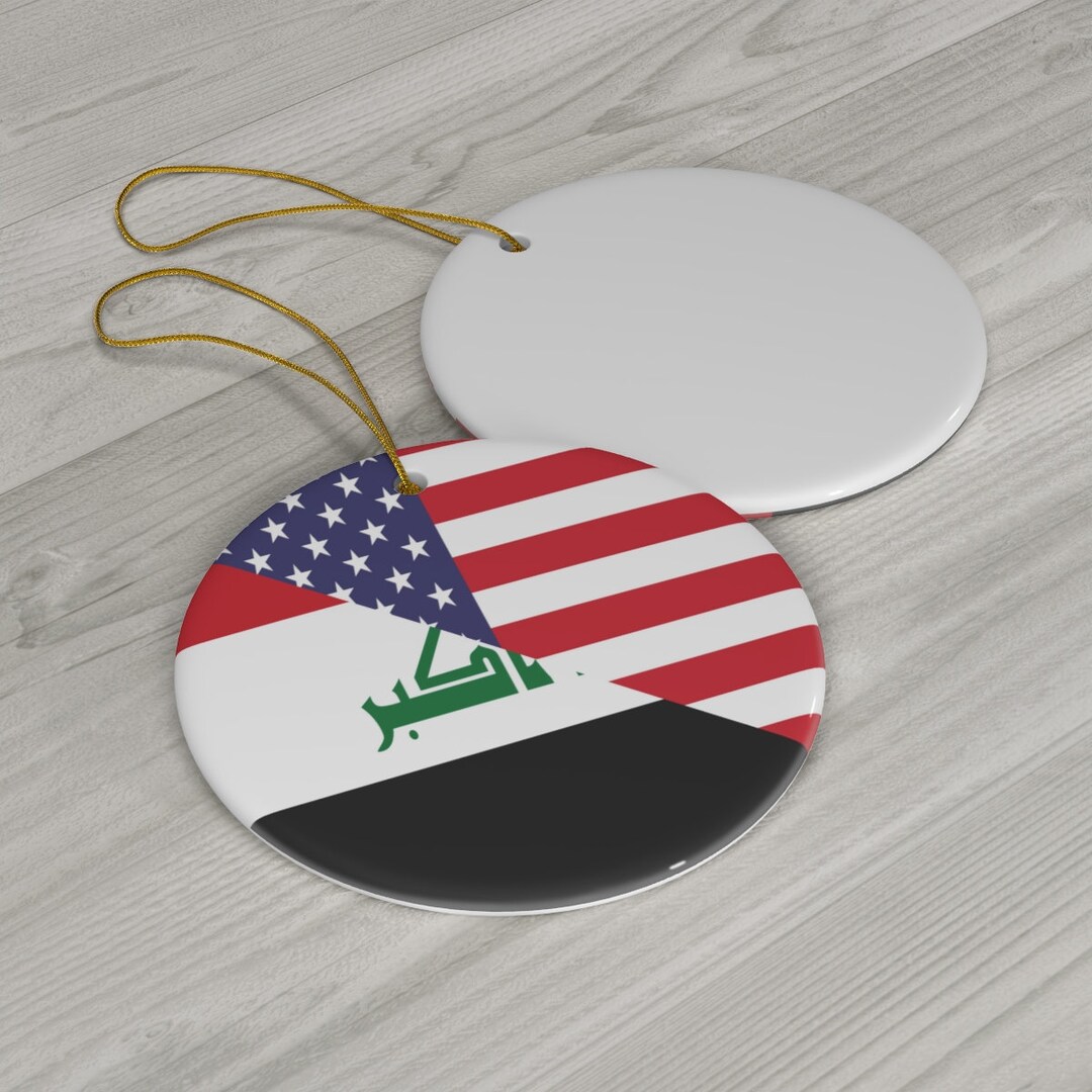 Iraqi American Flag Ceramic Ornaments Iraq USA Christmas - Etsy