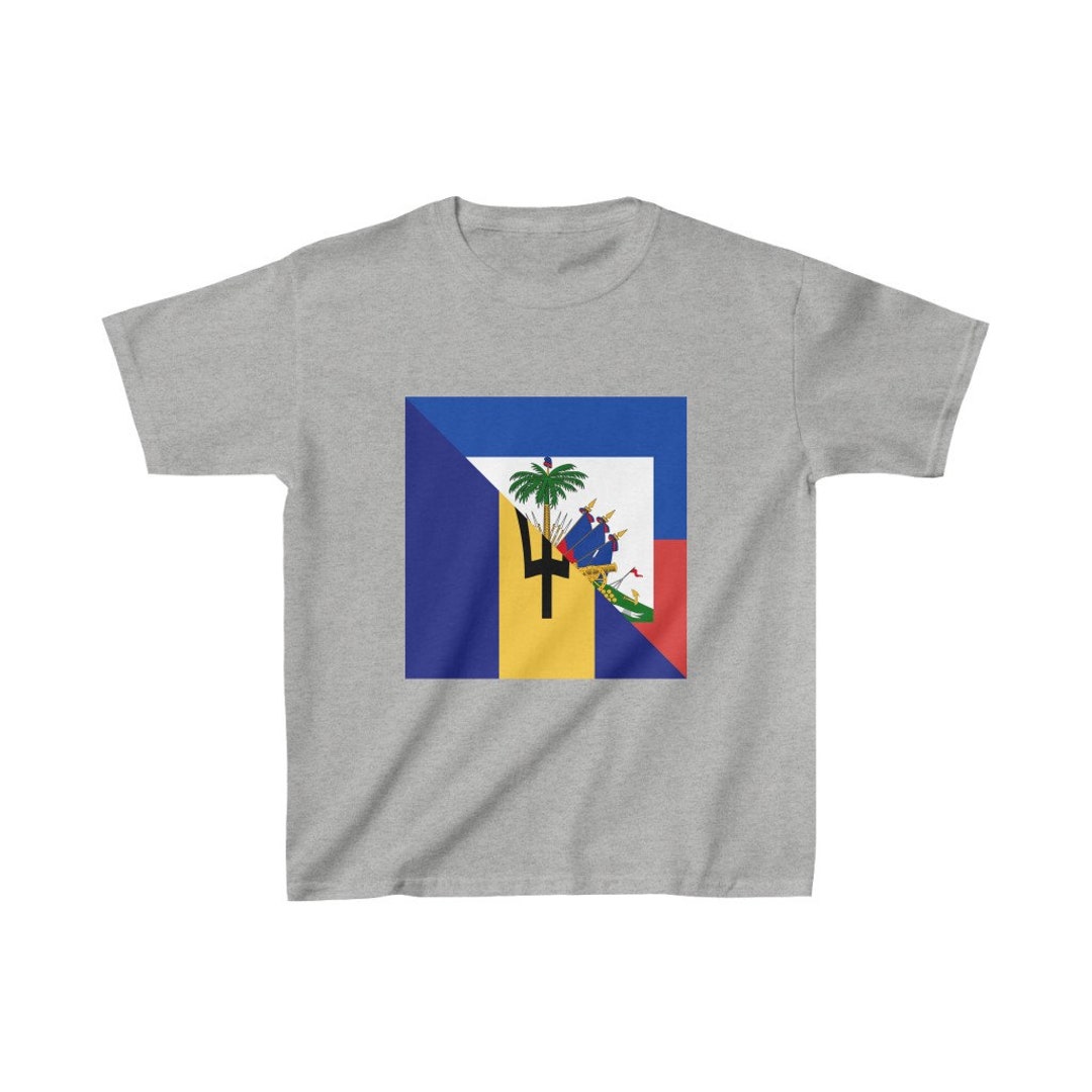 Kids Haitian Bajan Flag Half Haiti Barbados T-shirt | Unisex Tee Shirt ...