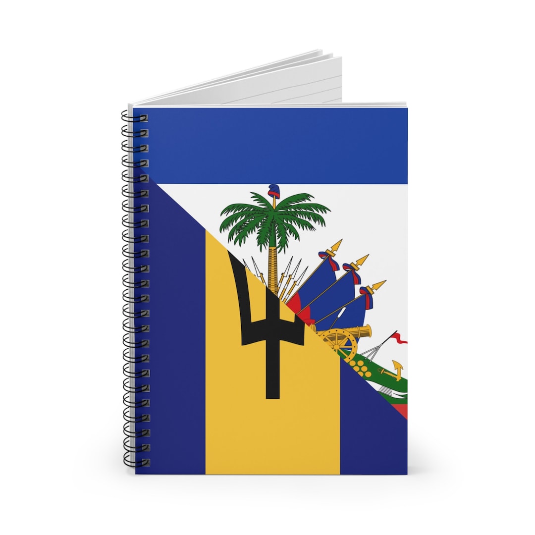Haitian Bajan Flag Half Haiti Barbados Spiral Notebook Ruled Line - Etsy
