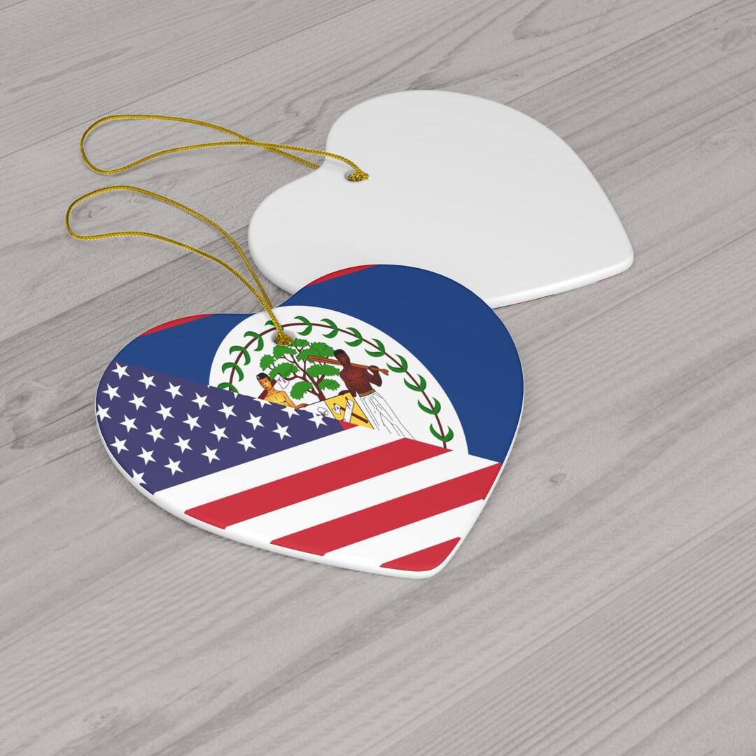 Belize American Flag Half Belizean USA Ceramic Ornament | Christmas ...