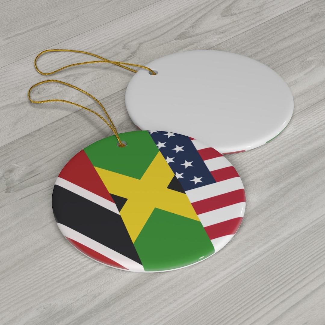 Trinidad Jamaica USA Flag Ceramic Ornaments | Trini Jamaican American ...