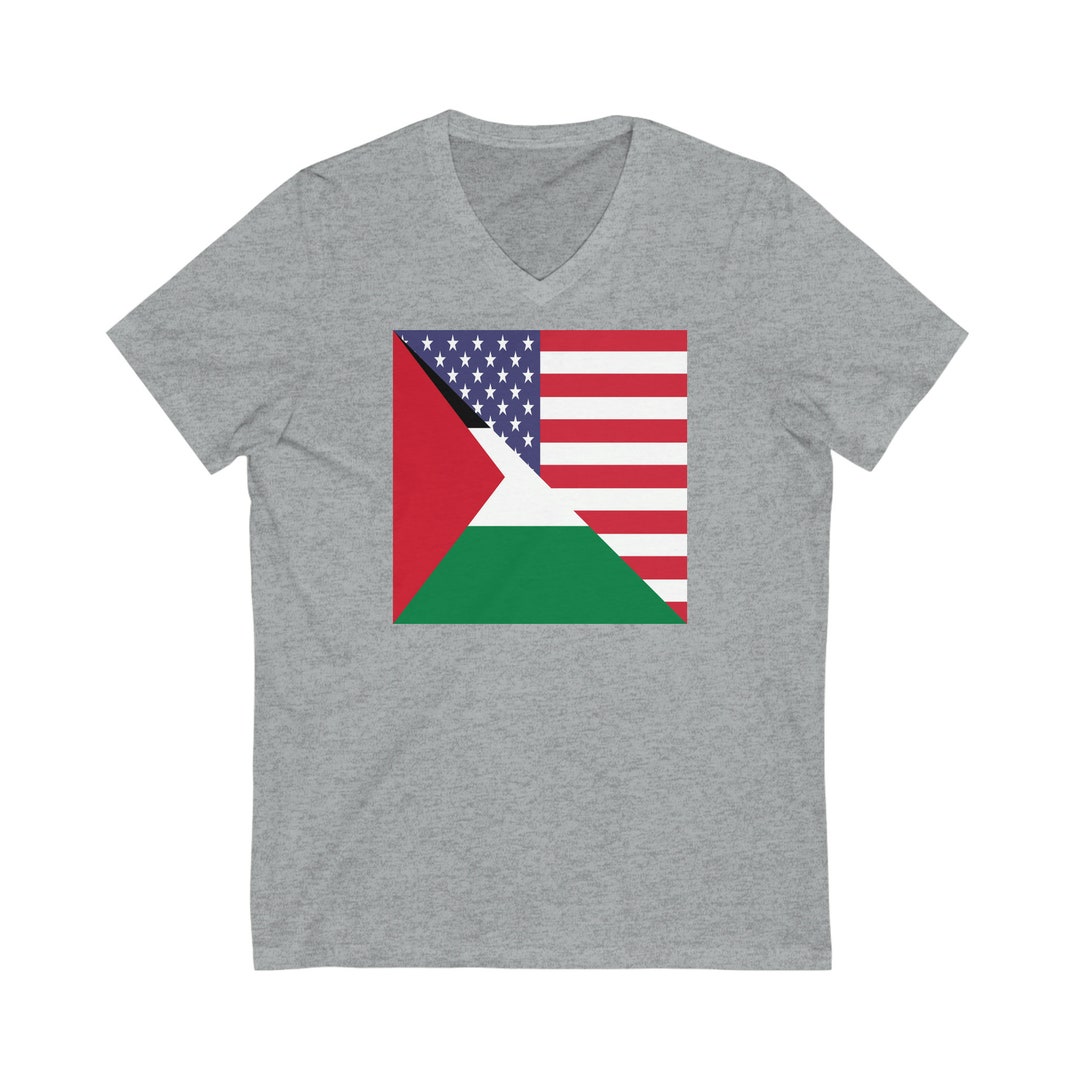 Palestine USA Flag Palestinian American V-neck T-shirt - Etsy