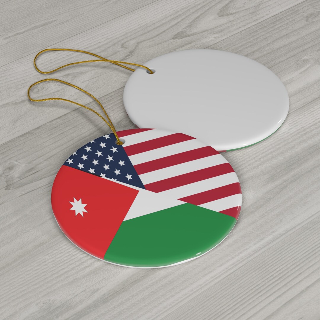 Jordan American Flag Half Jordanian USA Ceramic Ornament Christmas Tree ...