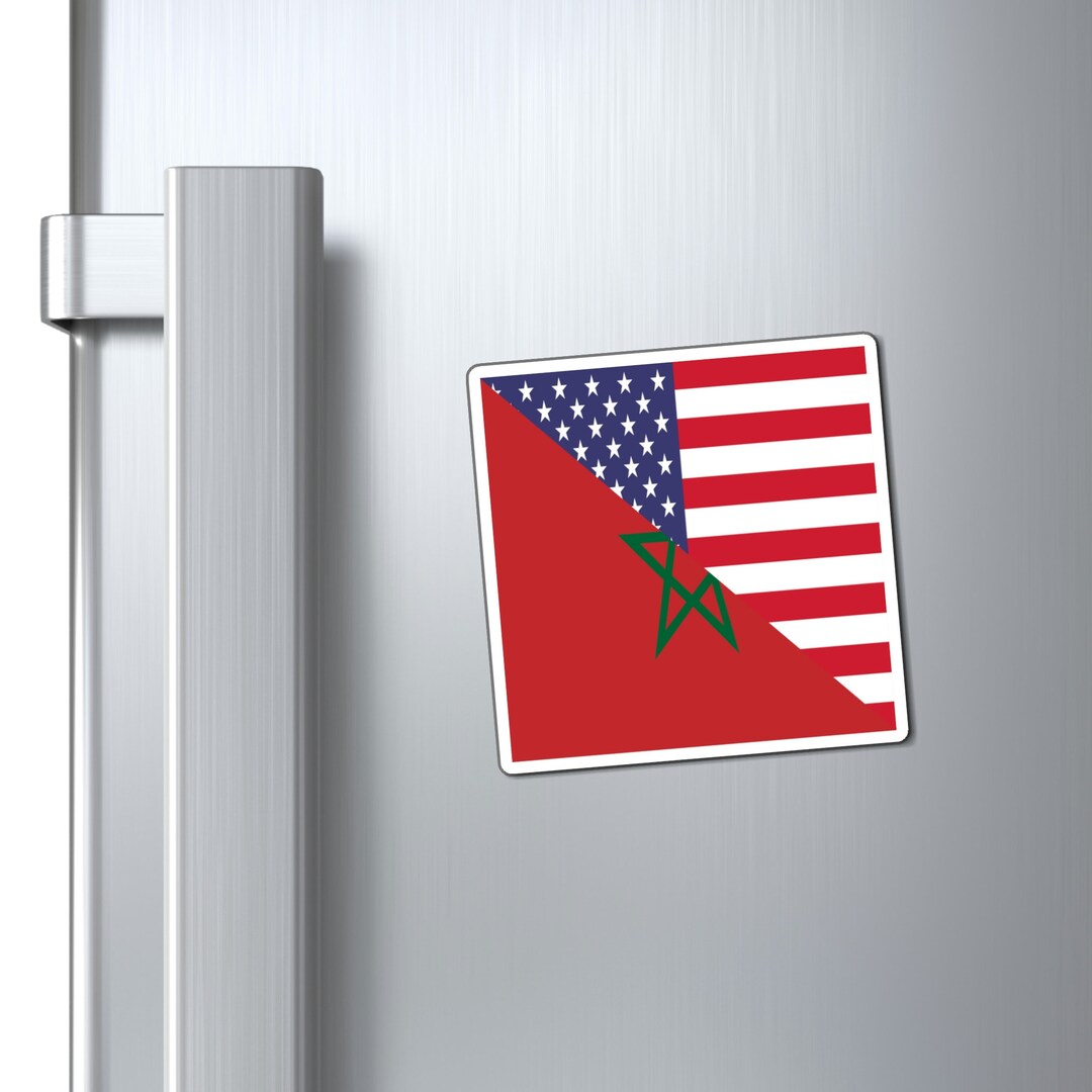Moroccan American Flag Morocco USA Magnet Gift For - Etsy